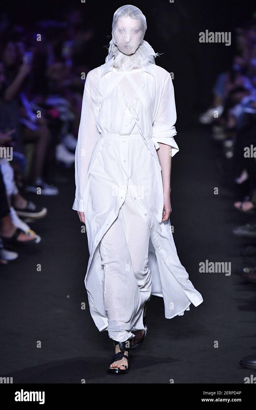 Model Lorna Foran walks on the runway during the Ann Demeulemeester ...