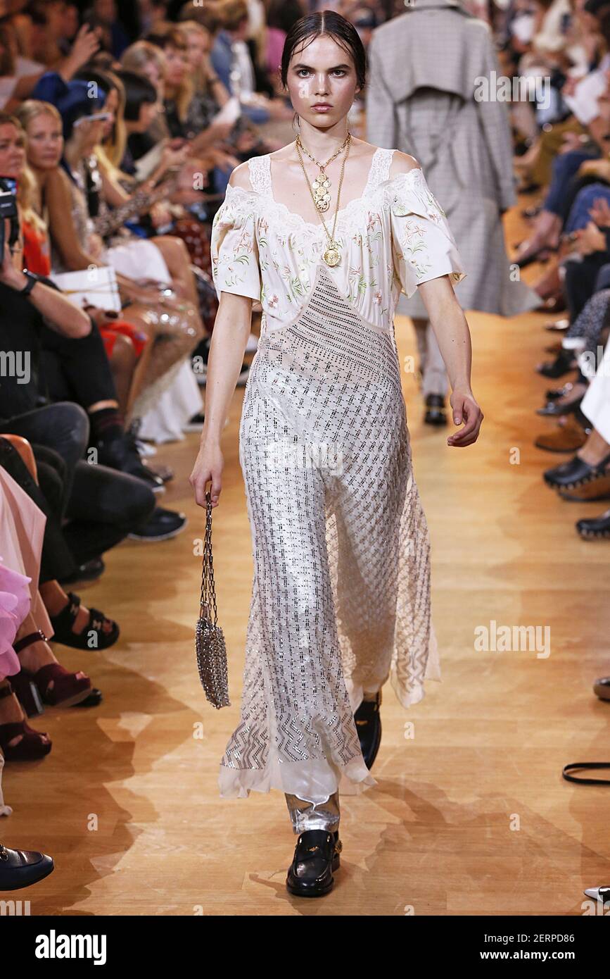 Model Lily Stewart walks on the runway during the Paco Rabanne Fashion Show during Paris Fashion ...