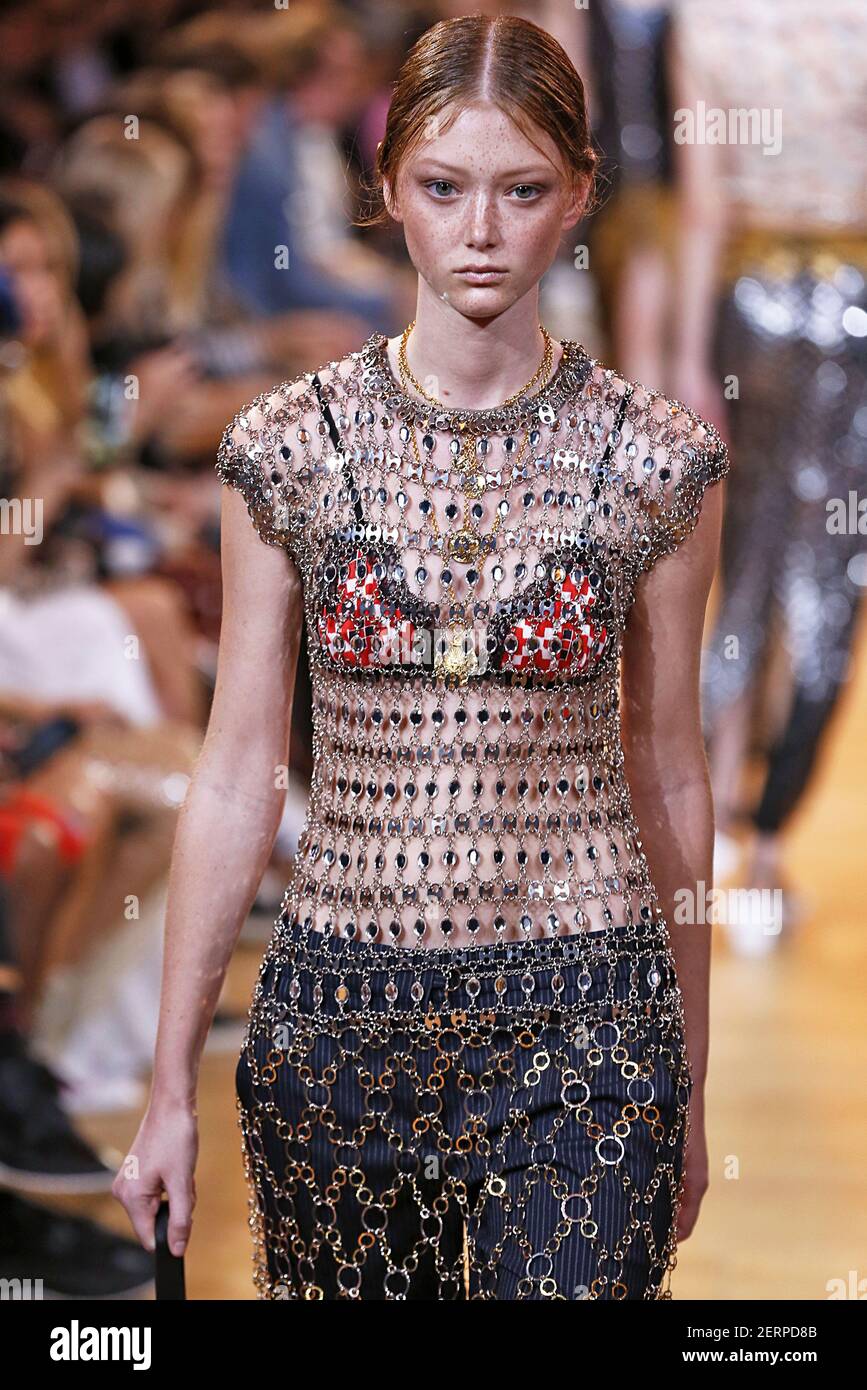 Model Sara Grace Wallerstedt walks on the runway during the Paco ...