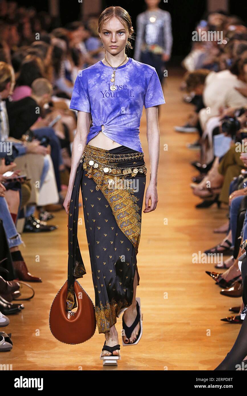 Model Fran Summers walks on the runway during the Paco Rabanne Fashion Show during Paris Fashion ...