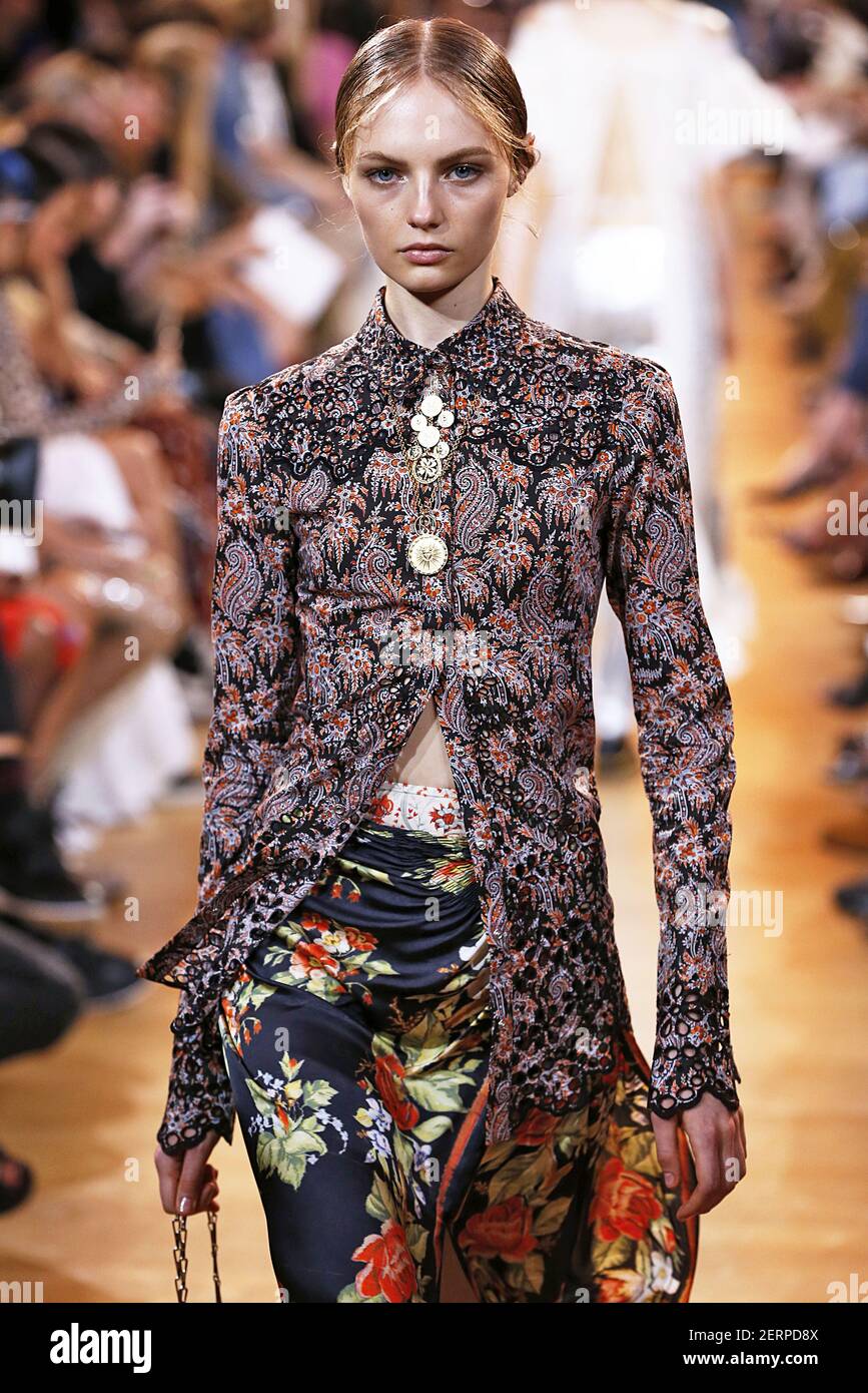 Model Fran Summers walks on the runway during the Paco Rabanne Fashion Show during Paris Fashion ...