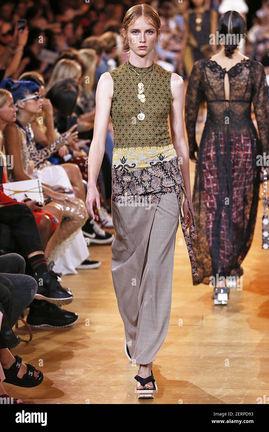 Model Rianne van Rompaey walks on the runway during the Paco Rabanne Fashion Show during Paris ...