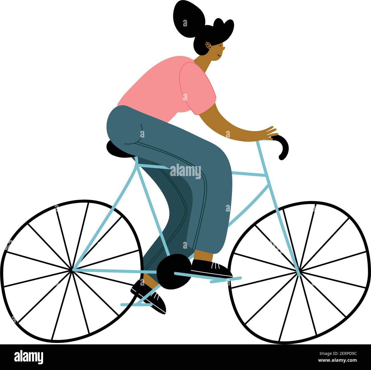 young afro woman in bicycle character vector illustration design Stock ...