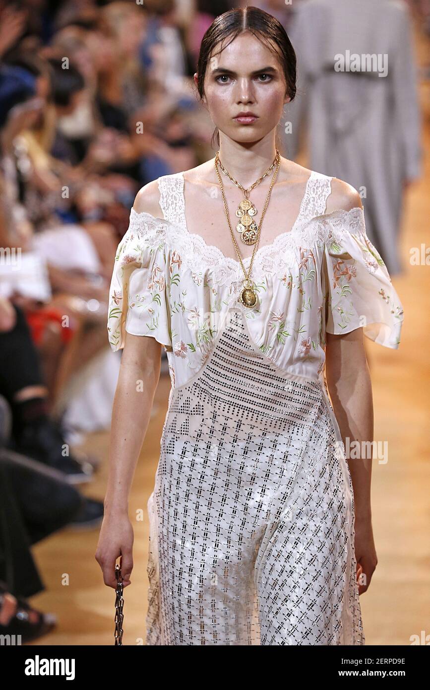 Model Lily Stewart walks on the runway during the Paco Rabanne Fashion Show during Paris Fashion ...