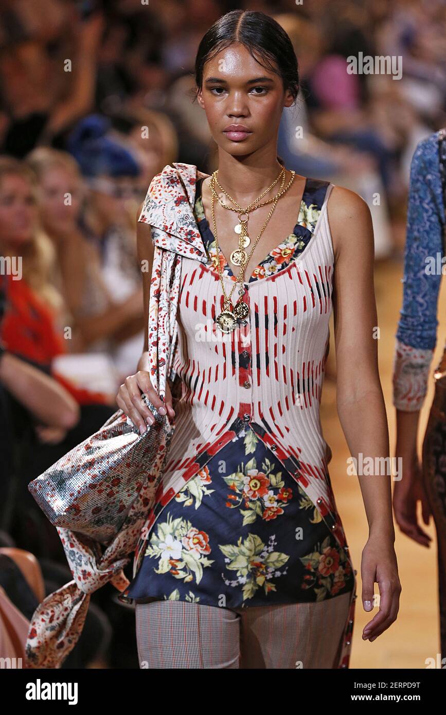 Model Jordan Daniels walks on the runway during the Paco Rabanne Fashion Show during Paris ...