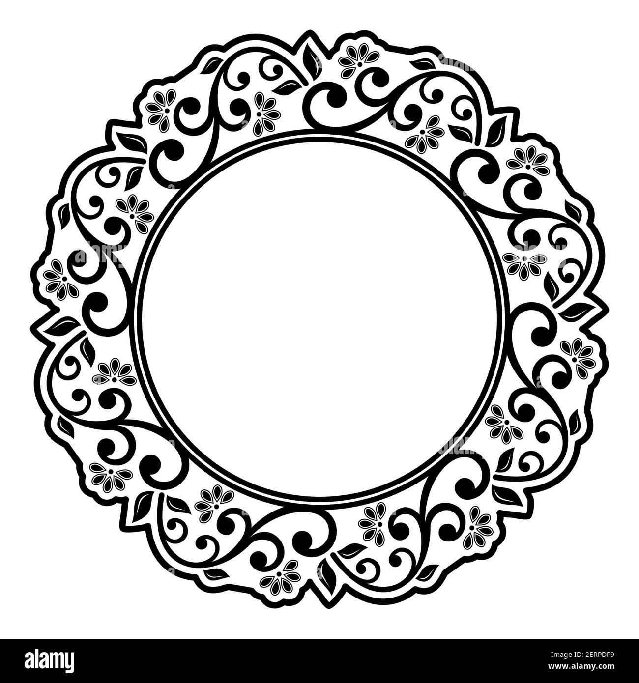 Floral Modern Round Frame Stock Photo - Alamy