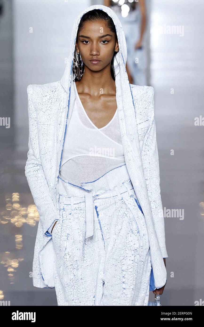 Aiden Curtiss walks on the runway during the Balmain Fashion Show ...