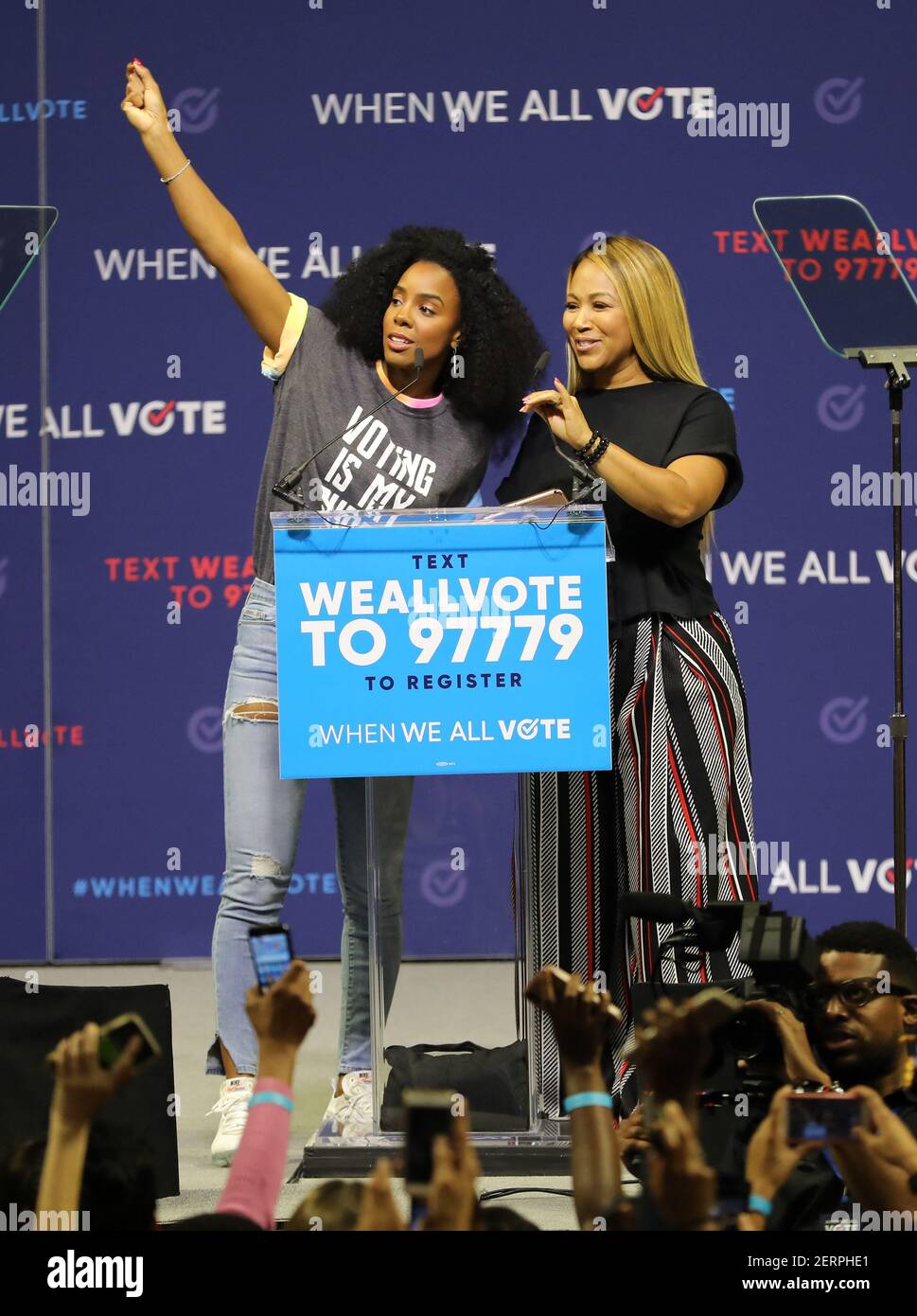 CORAL GABLES, FL - SEPTEMBER 28: Kelly Rowland and Erica Campbell are ...