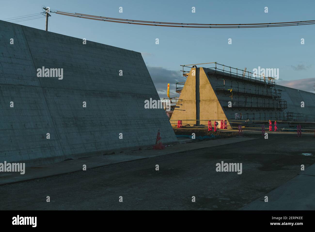 A sea wall part still under construction process on November 24, 2020 ...