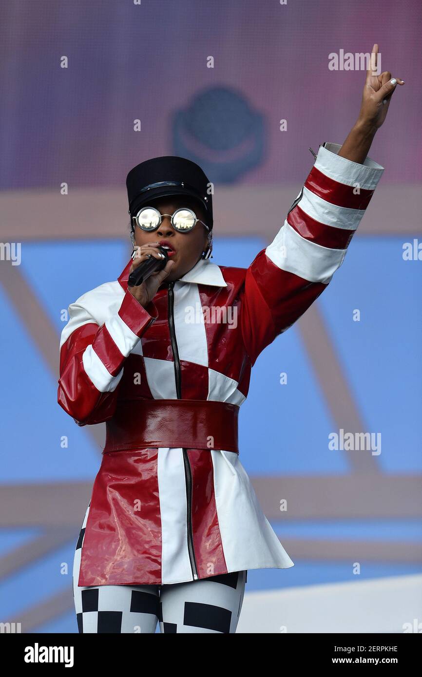 Singer Janelle Monae performs during the 2018 Global Citizen Festival on the Great Lawn in ...