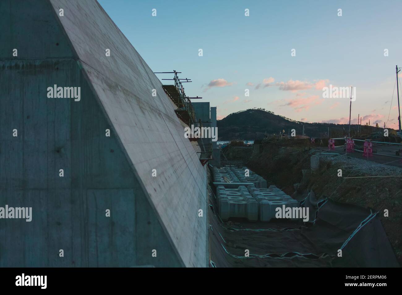 A sea wall part still under construction process on November 24, 2020 ...