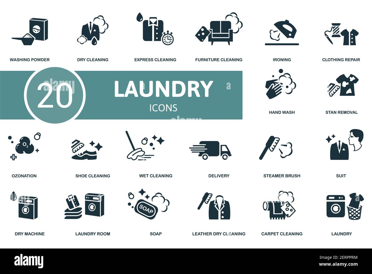 Laundry icon set. Contains editable icons laundry theme such as dry ...
