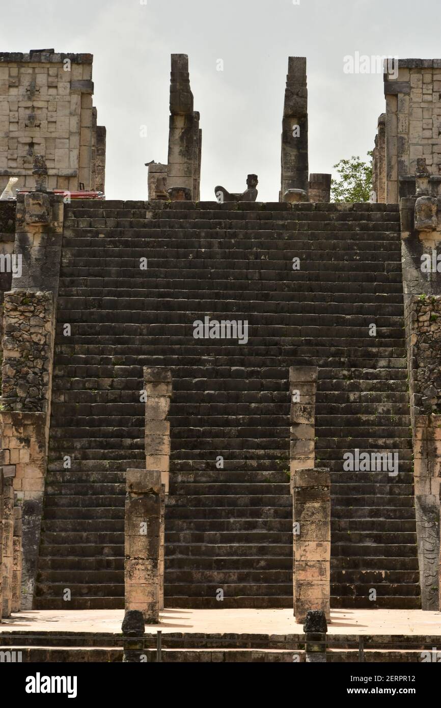 the Temple of the Warriors, showing a statue of Chacmool, at Chichen ...