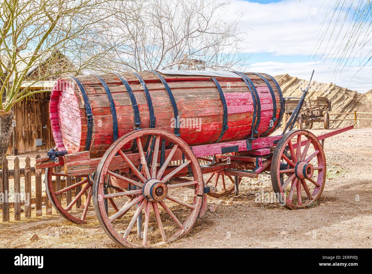 Picture of an old transport carriage for water from the 18th century ...