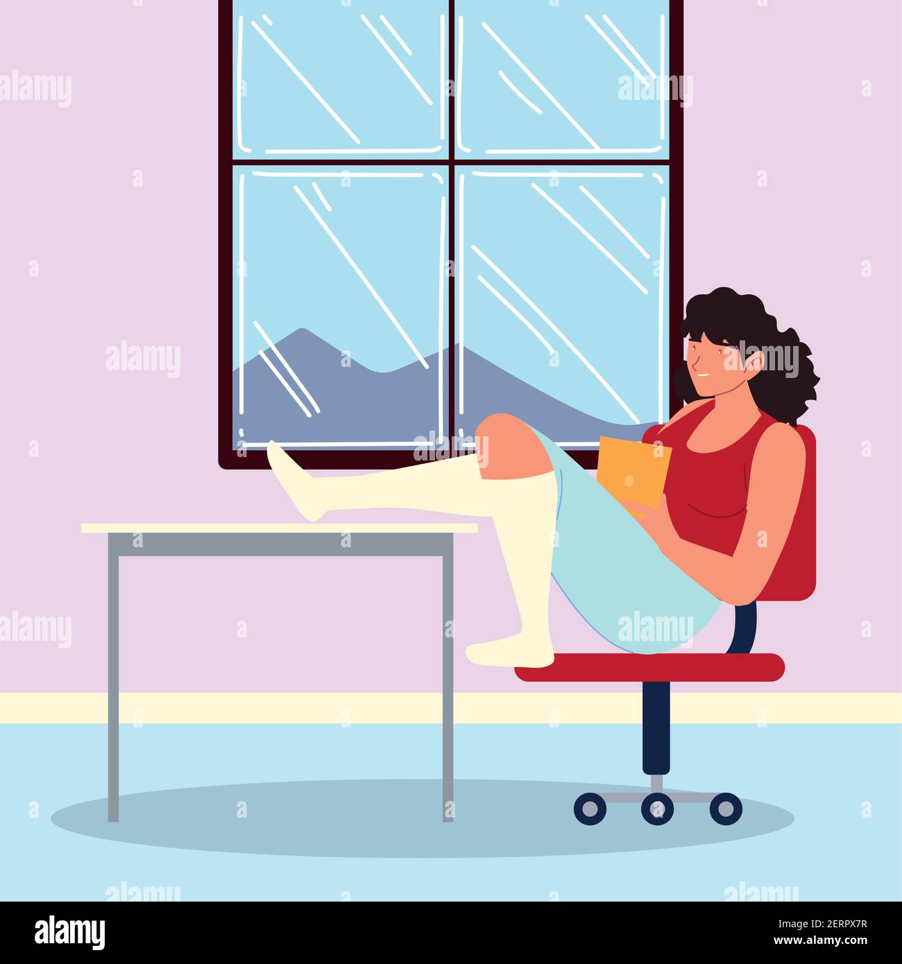 procrastination woman sitting at chair Stock Vector Image & Art - Alamy