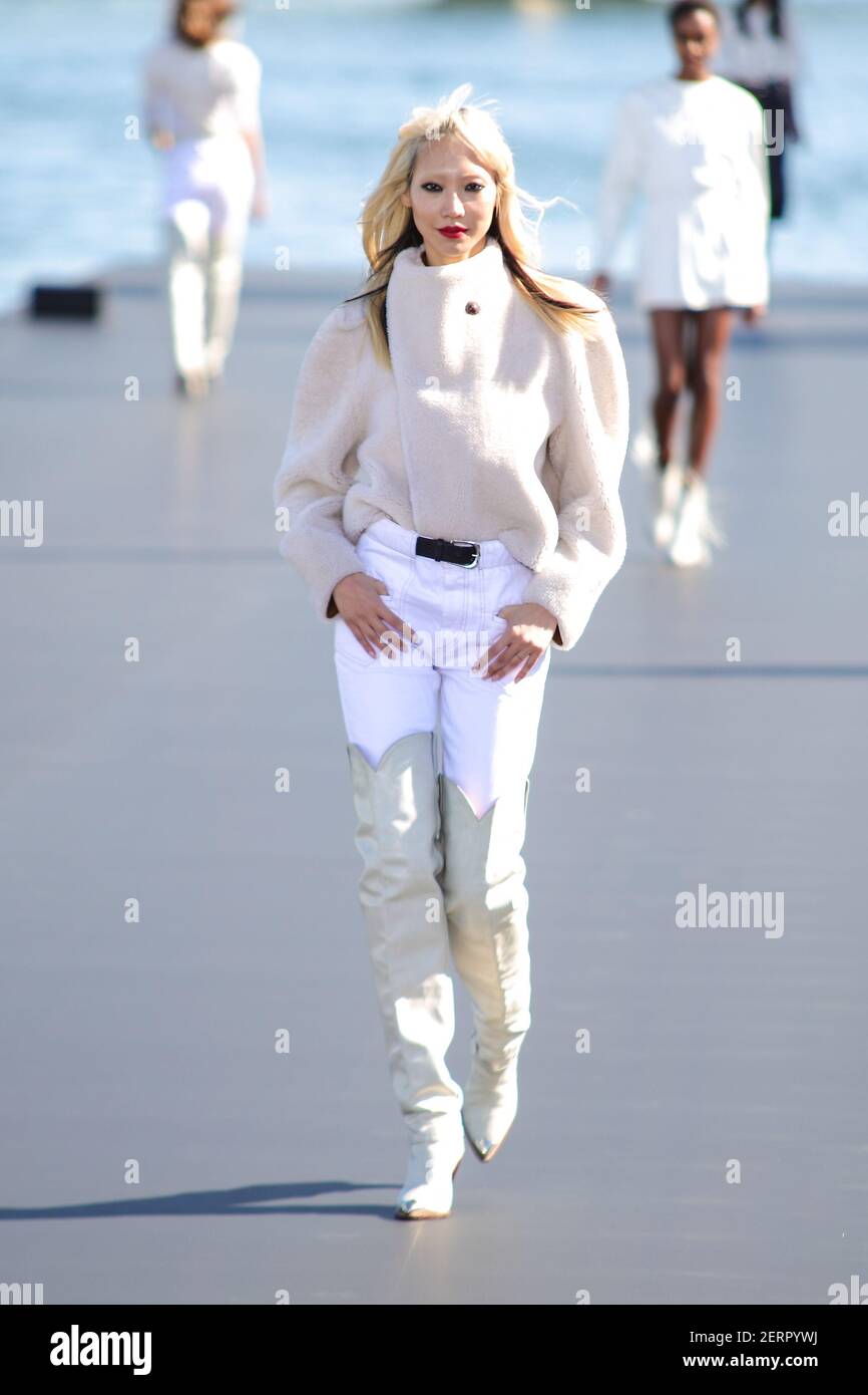 Soo Joo walks the L'Oréal Fashion Show runway during Paris Fashion Week ...