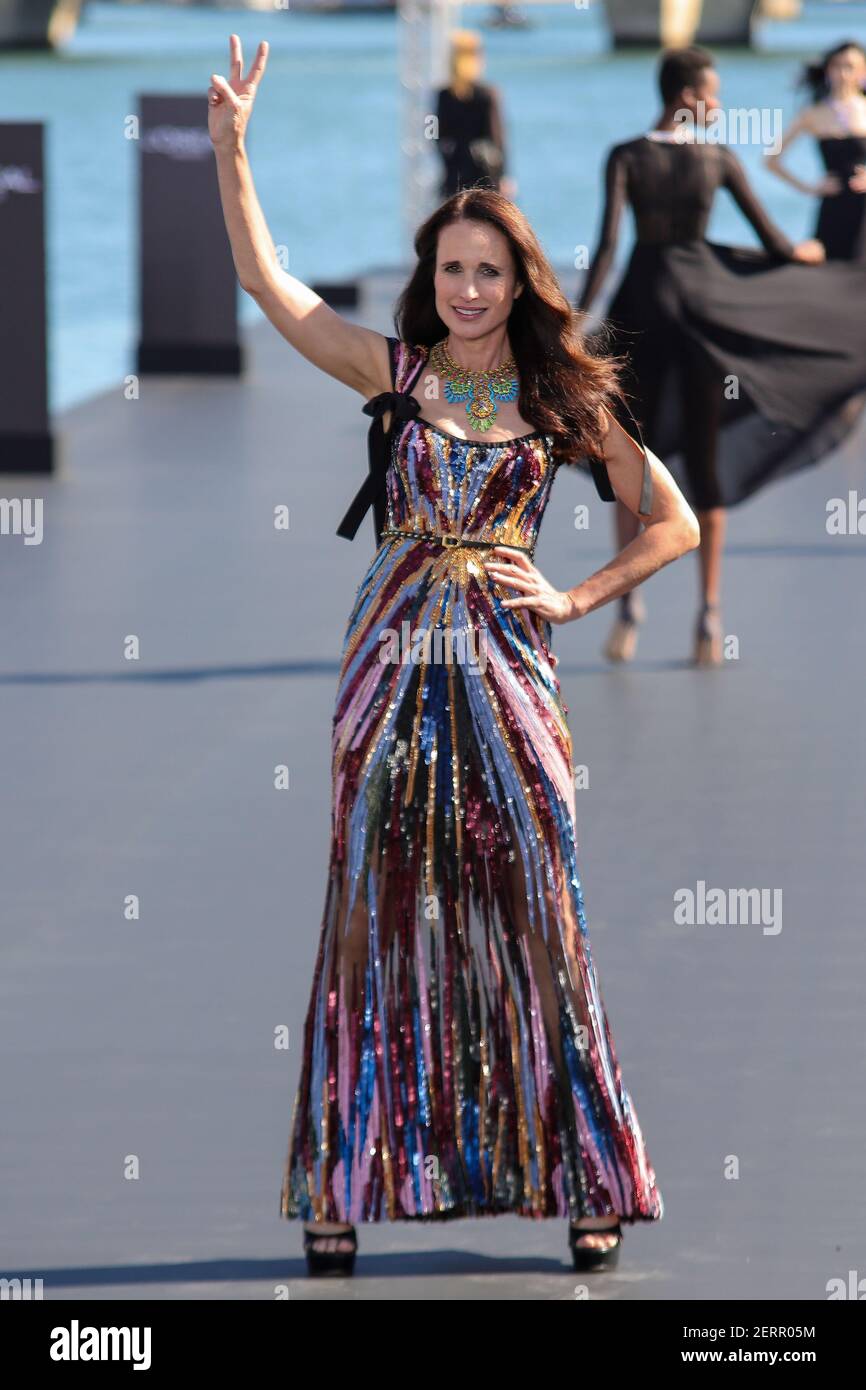 Andie MacDowell walks the L'Oréal Fashion Show runway during Paris ...