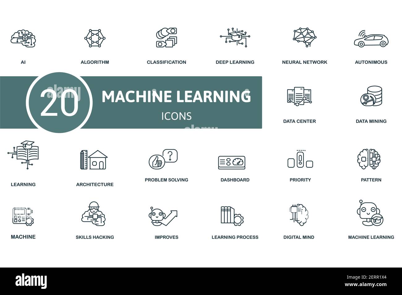 Machine Learning icon set. Contains editable icons theme such as ... Machine Learning icon set. Contains editable icons theme such as ...