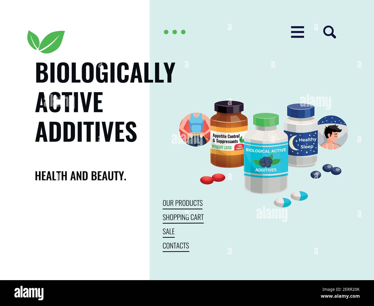 Sale poster representing biologically active additives with natural ...