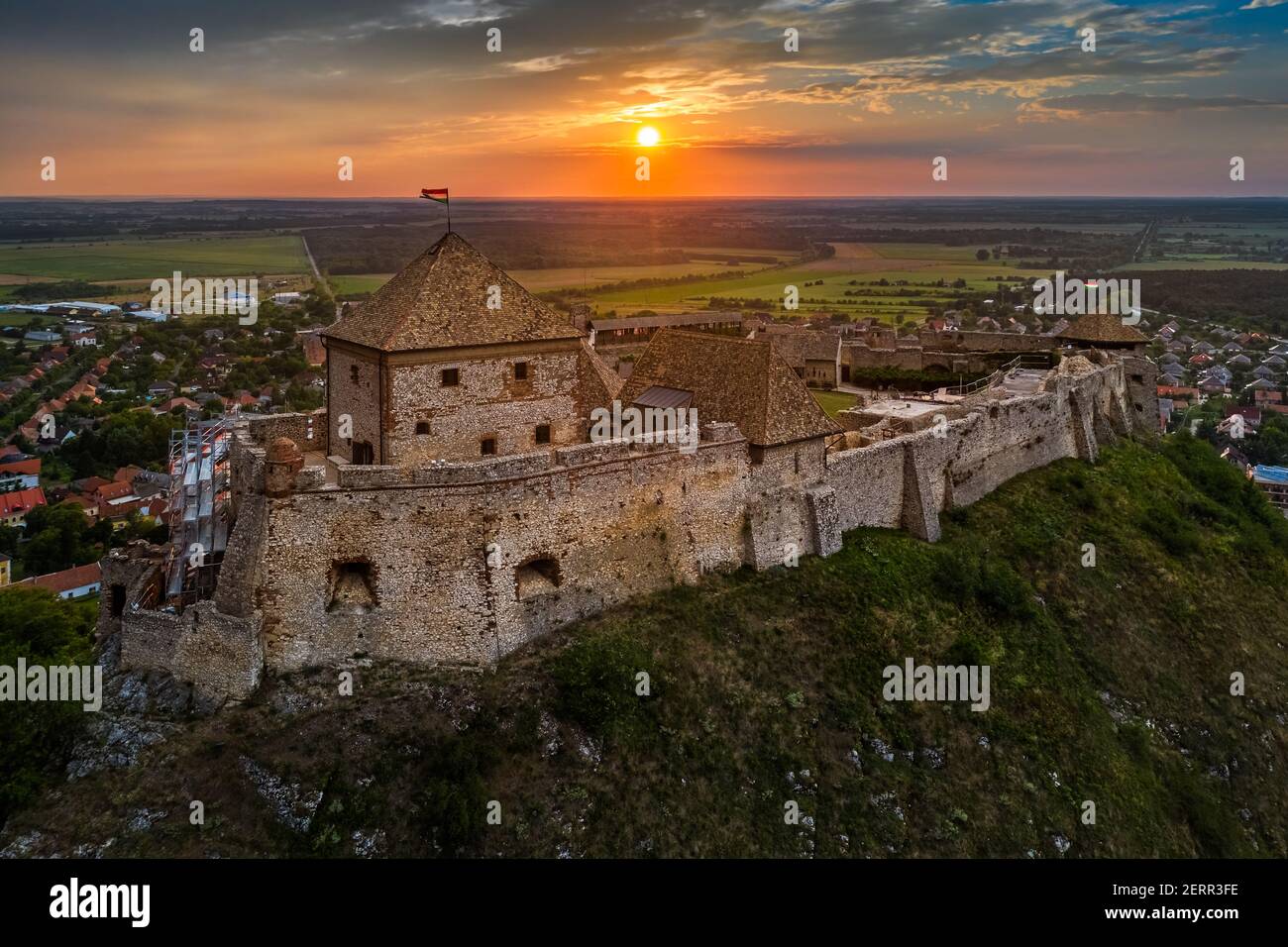Sumeg, Hungary - Aerial panoramic view of the famous High Castle of ...
