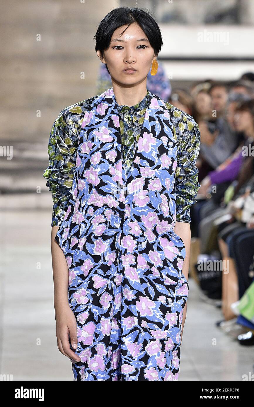 Daul Kim walks on the runway during the Christian Wijnant Fashion Show ...