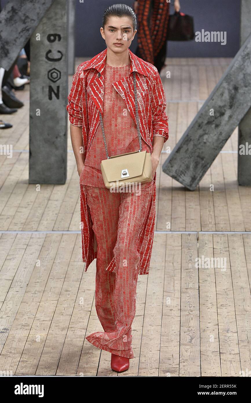 Skylar Tartz walks on the runway during the Akris Fashion Show during ...