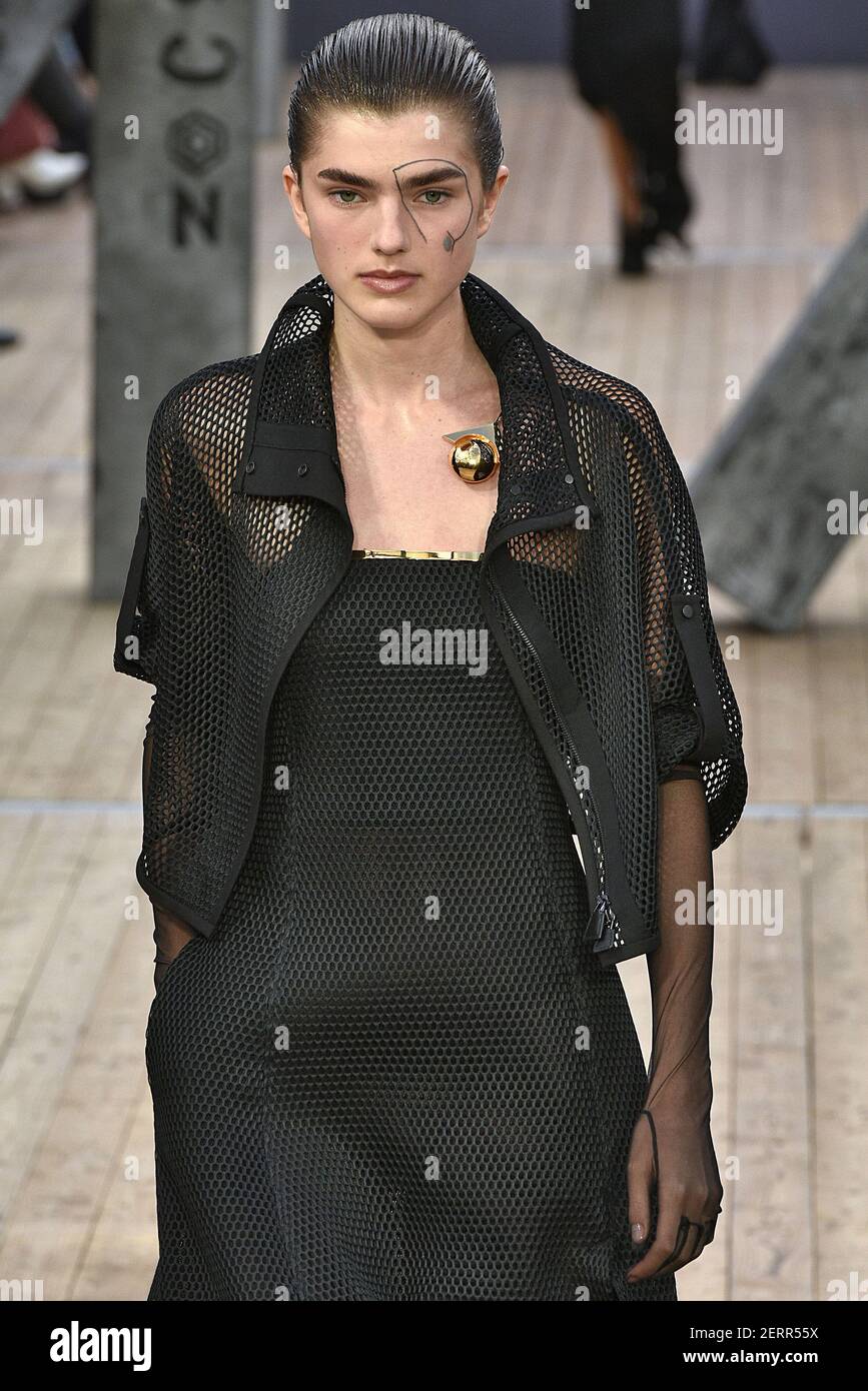 Skylar Tartz walks on the runway during the Akris Fashion Show during ...