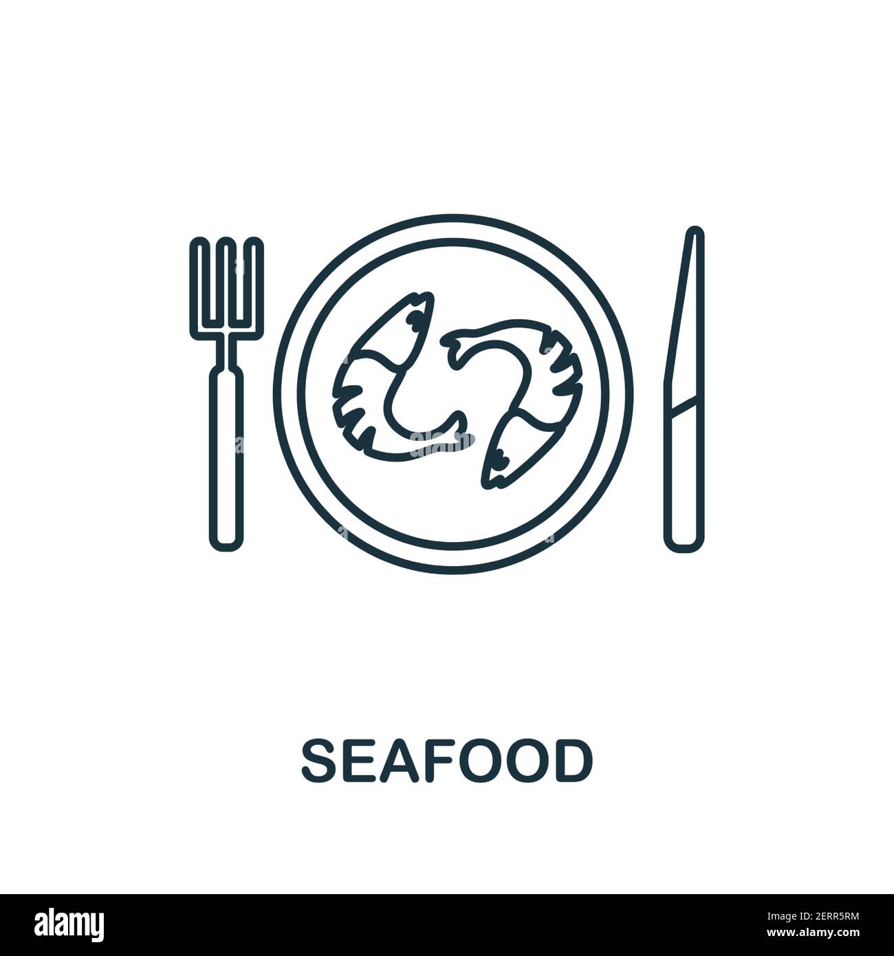Seafood icon. Simple line element Seafood symbol for templates, web ...