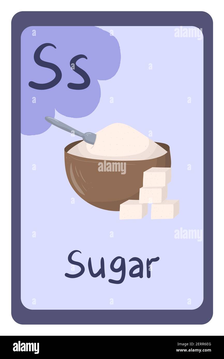 Colorful abc education flash card, Letter S - sugar, sweet refined ...