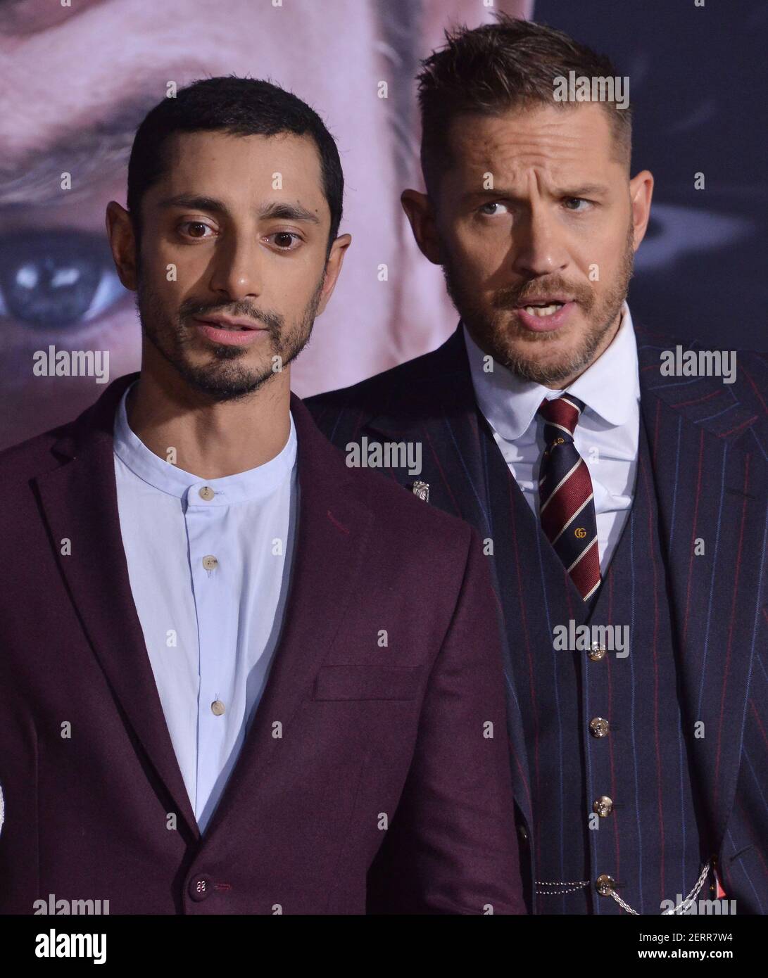 (L-R) Riz Ahmed and Tom Hardy at the “Venom” Los Angeles Premiere held ...