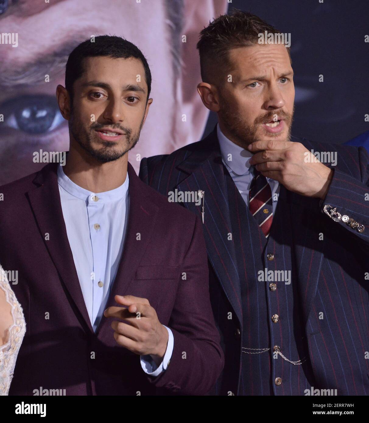 (L-R) Riz Ahmed and Tom Hardy at the “Venom” Los Angeles Premiere held ...