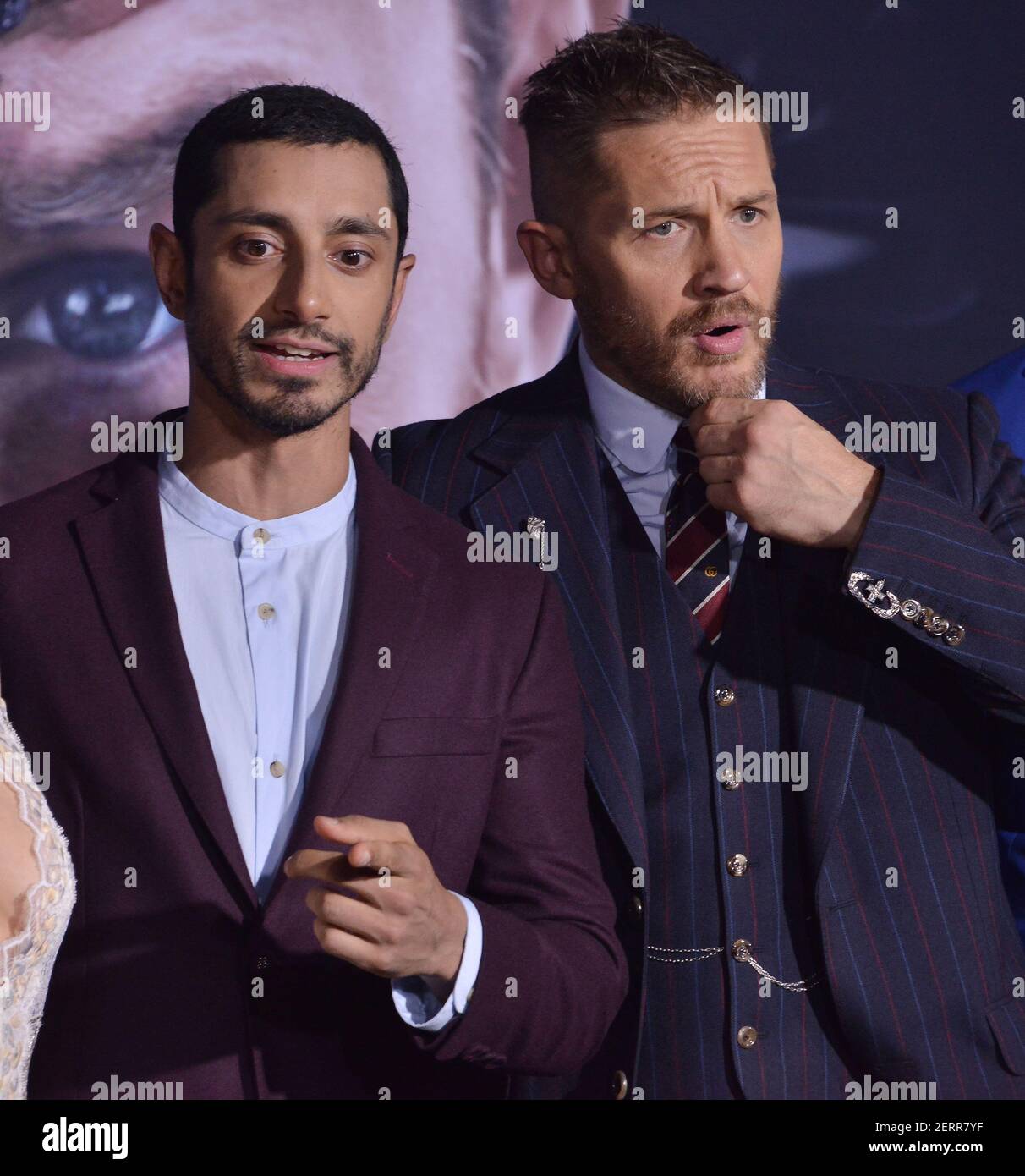 (L-R) Riz Ahmed and Tom Hardy at the “Venom” Los Angeles Premiere held ...