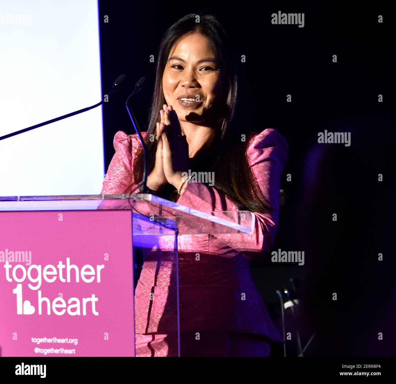 Sina Vann speaks to the attendees at the Together1Heart Foundation Gala ...