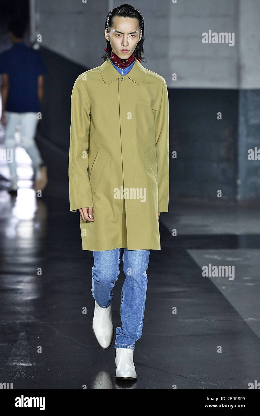 Model walks on the runway during the A.P.C. Fashion Show during Paris ...
