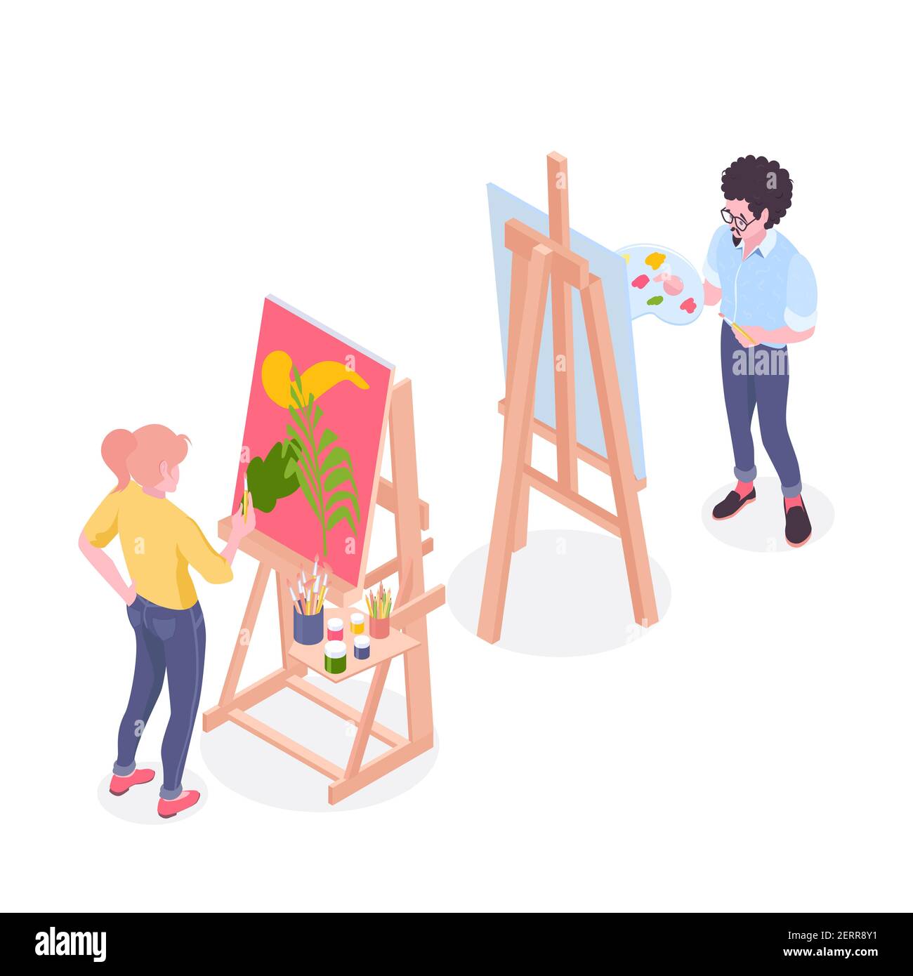 Portrait artist woman making picture Stock Vector Images - Alamy