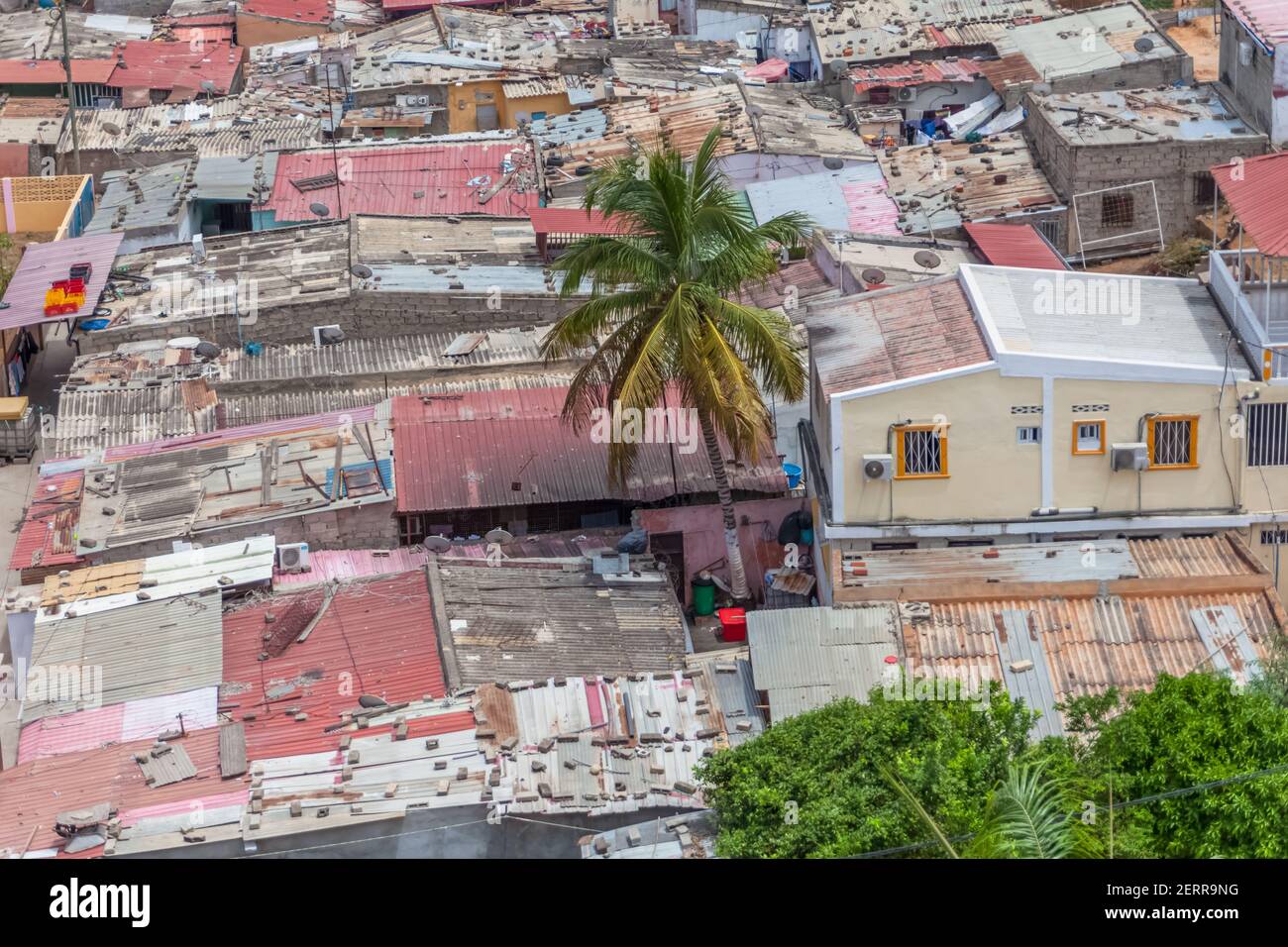 Luanda / Angola - 12/07/2020: Aerial view of a poor neighborhood in the ...
