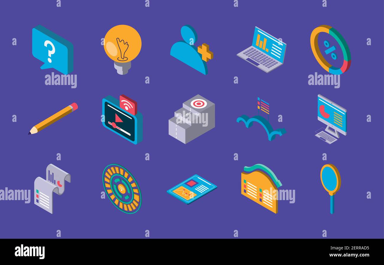 set digital solutions laptop computer chart connection support vector ...