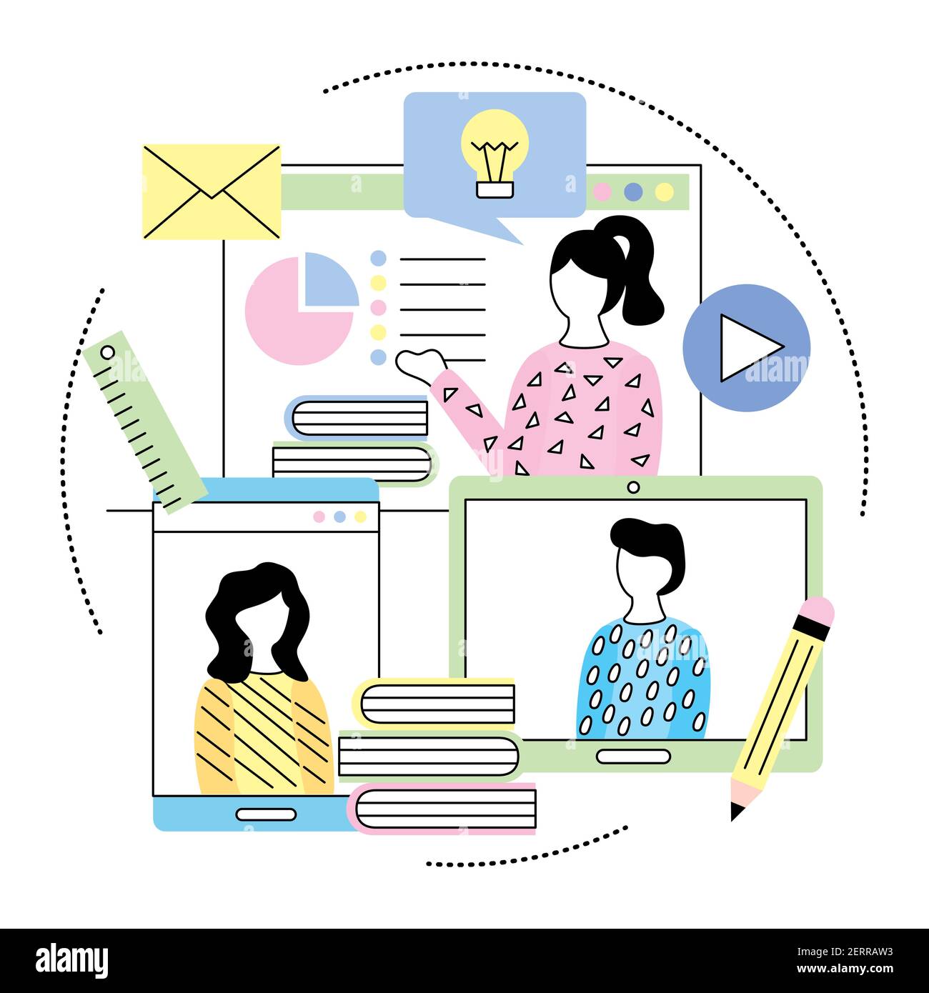 users with elearning technology icons Stock Vector Image & Art - Alamy