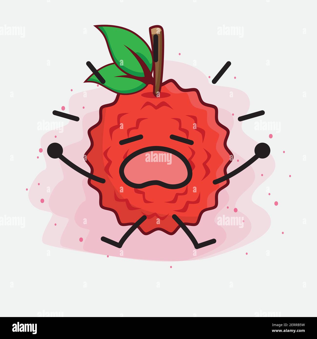 Vector Illustration of Lychee Fruit Character with cute face, simple ...