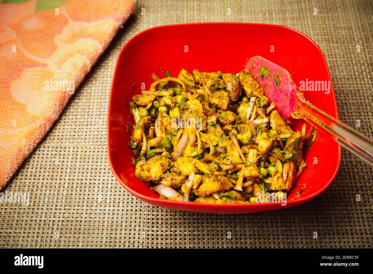 Popular potato pickle served in a bowl. Alu ko achar.Spicy Nepali ...