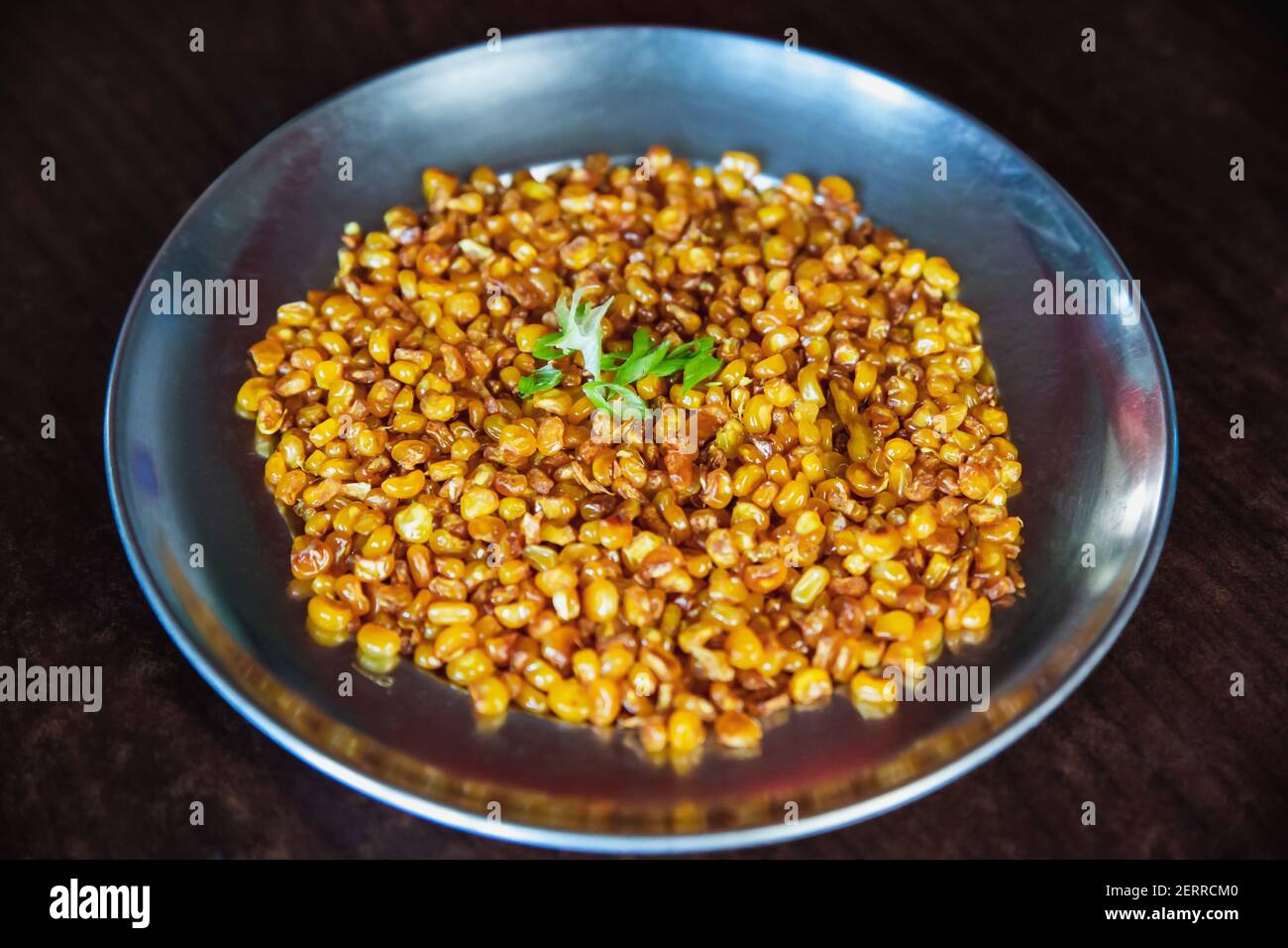 Butter fried sweet corn on a plate. Sweet corn fry,fried maize Stock ...