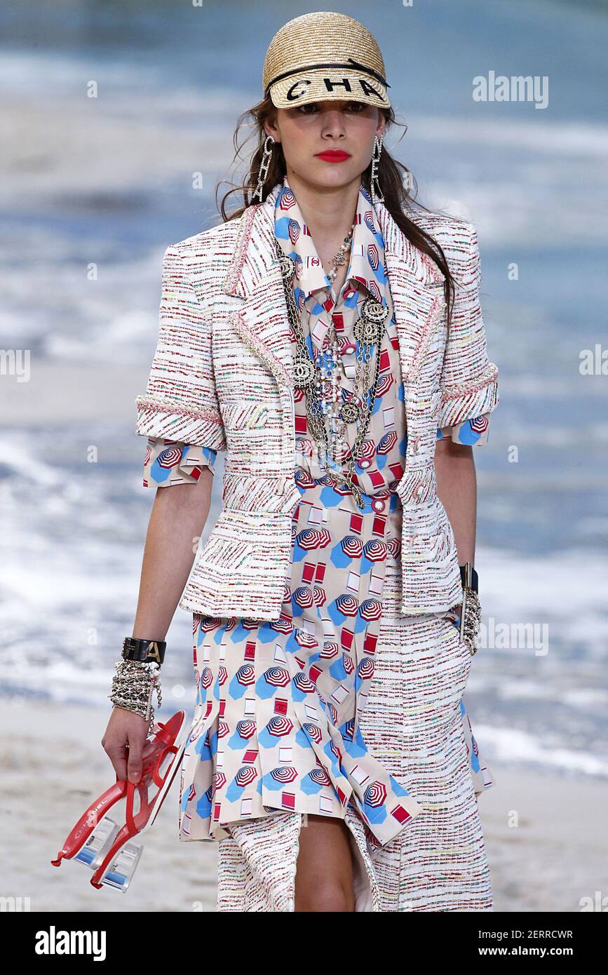 Model Romy Schonberger walks on the runway during the Chanel Fashion ...