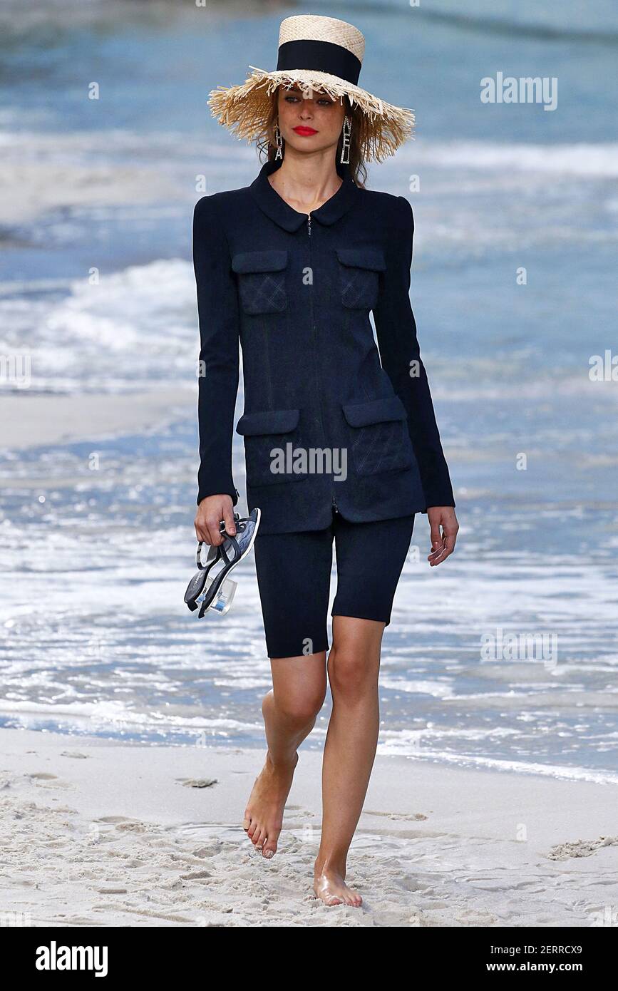 Model Birgit Kos walks on the runway during the Chanel Fashion Show ...