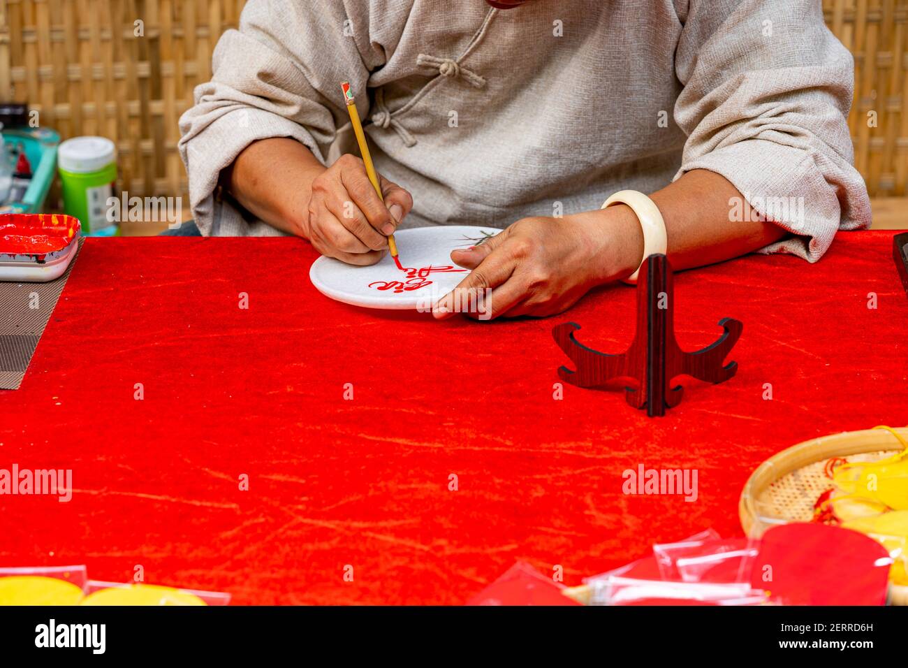 Human using brush pen and writing traditional calligraphy Stock Photo ...