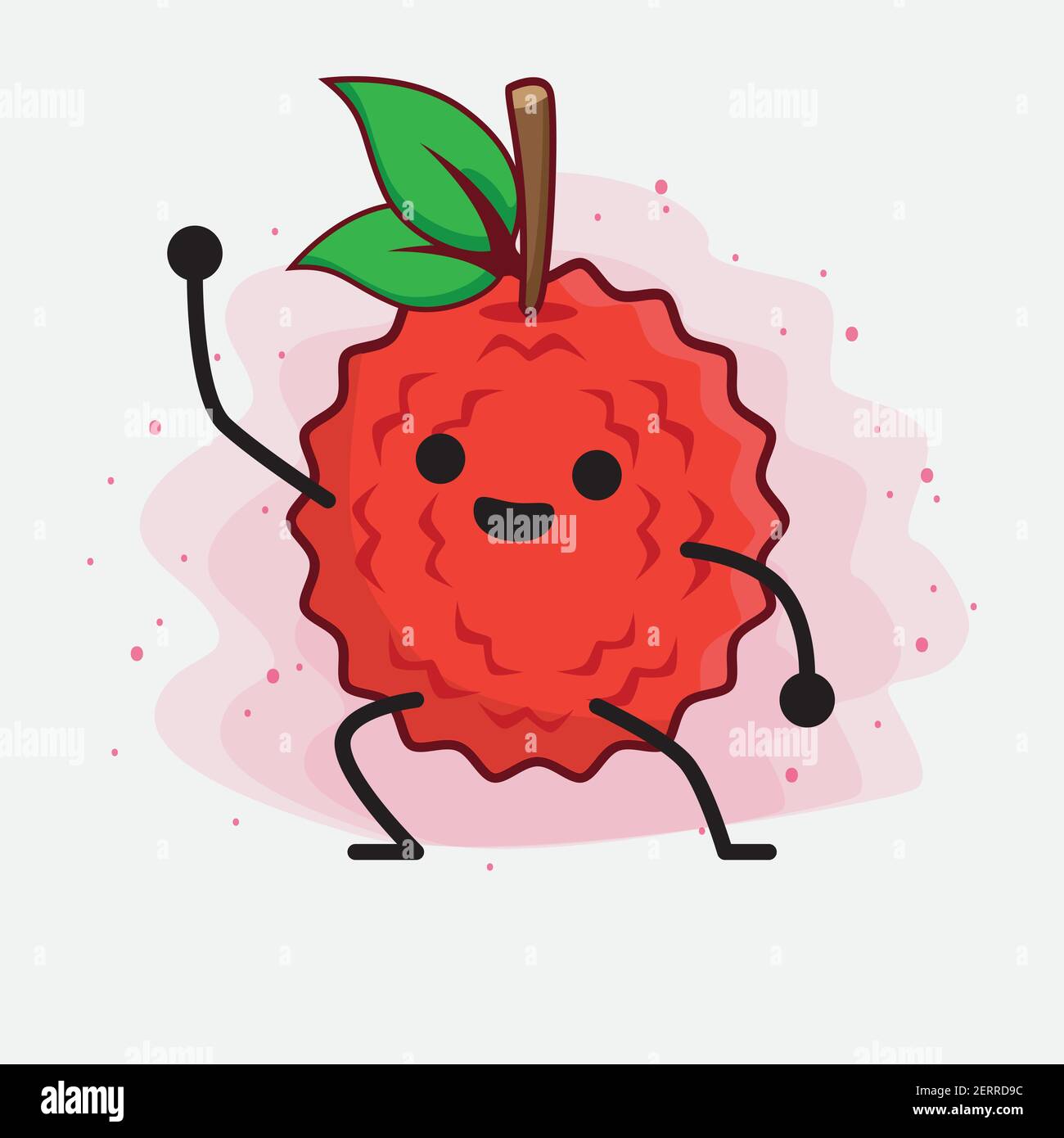 Vector Illustration of Lychee Fruit Character with cute face, simple ...