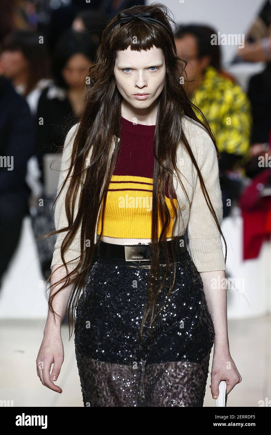 Model Sedona Legge walks on the runway during the Miu Miu Fashion Show ...