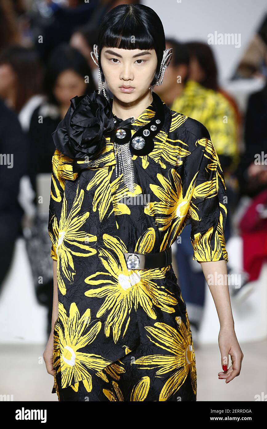 Model Ting Chen walks on the runway during the Miu Miu Fashion Show ...