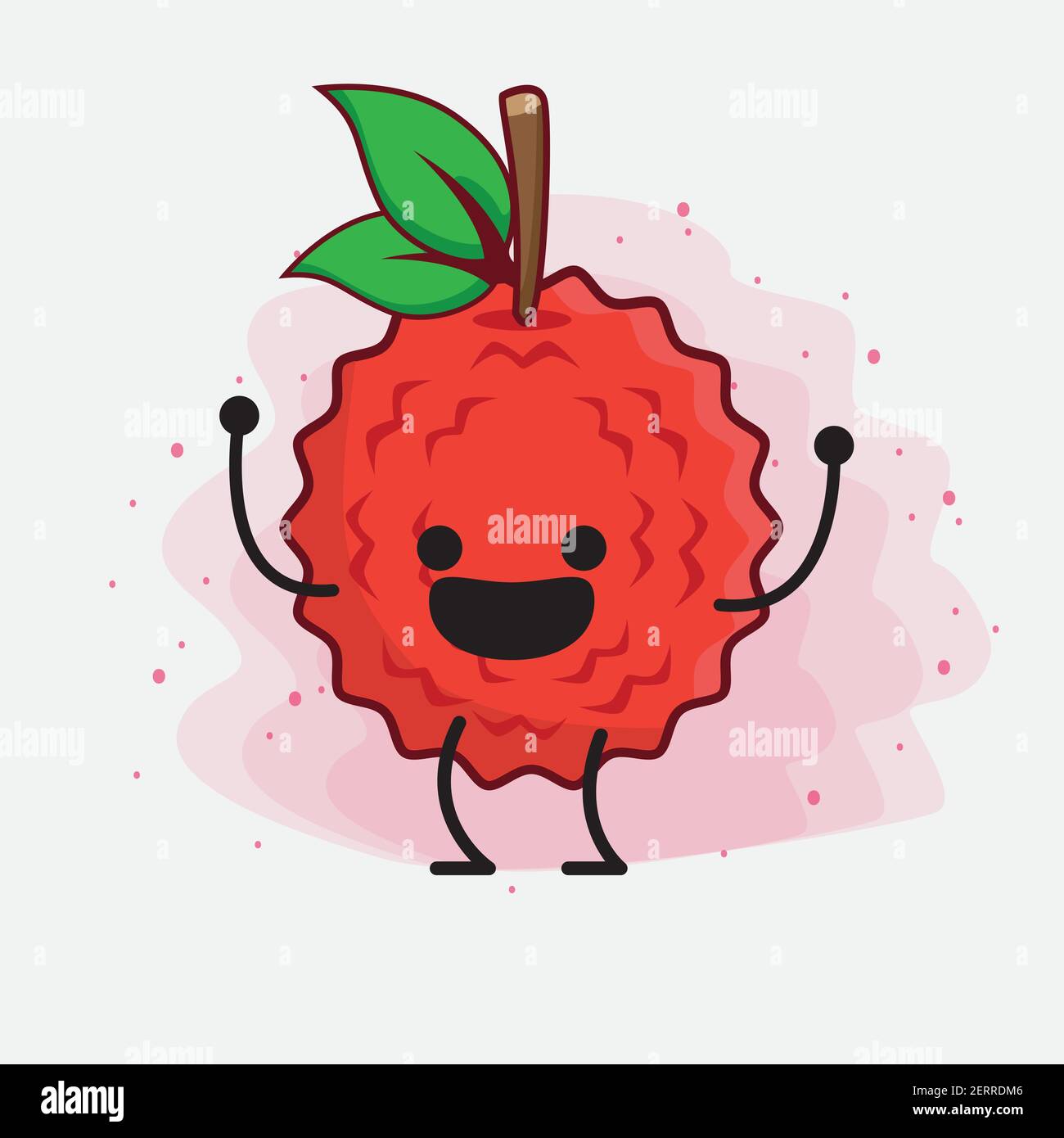 Vector Illustration of Lychee Fruit Character with cute face, simple ...