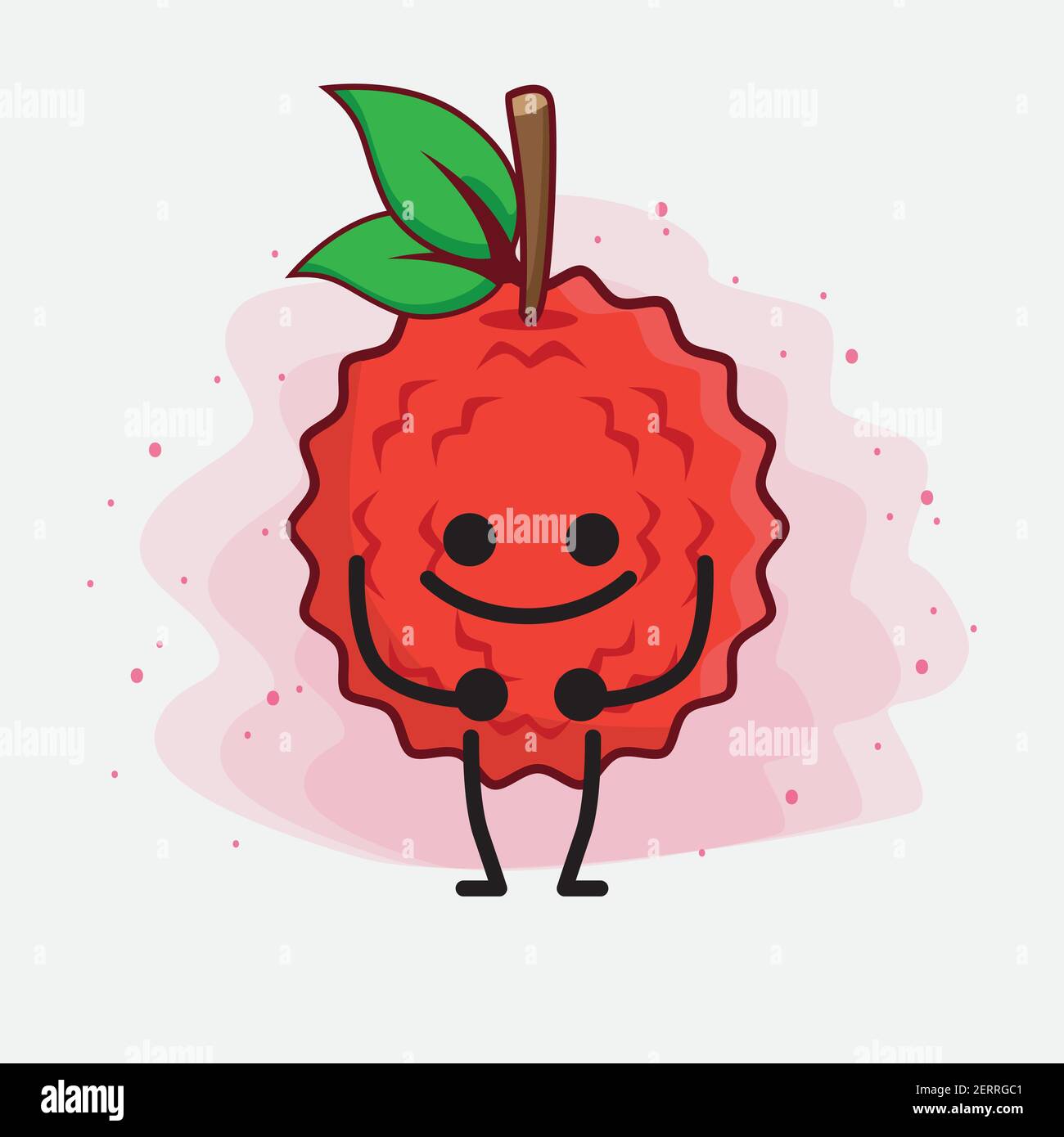 Vector Illustration of Lychee Fruit Character with cute face, simple ...