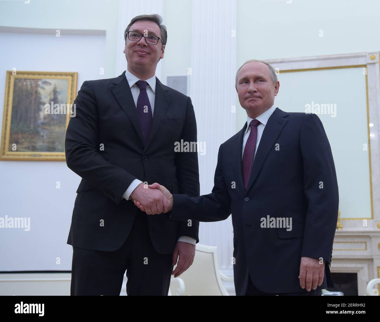 Russian President Vladimir Putin (right) during the meeting with ...